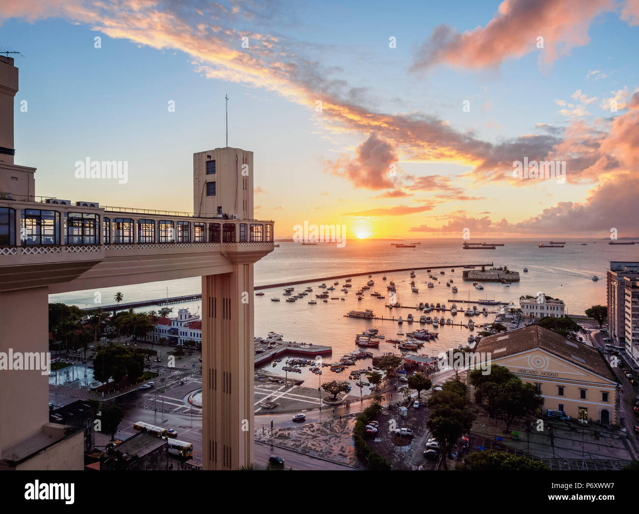 Lacerda Elevator at sunset, Salvador, State of Bahia, Brazil Stock ...