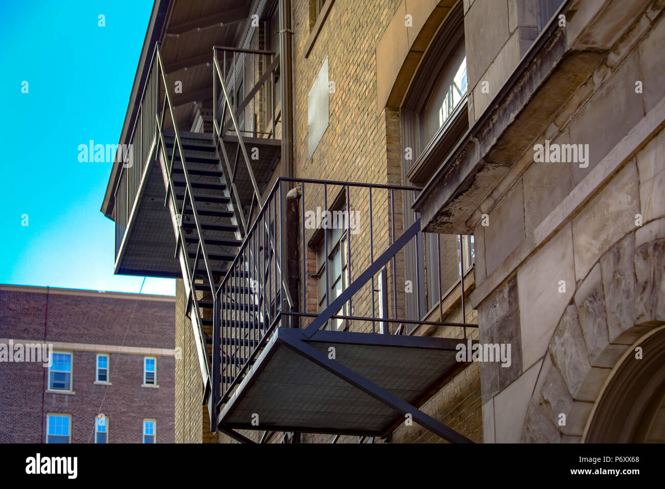 Fire escape stairs on residential building Stock Photo - Alamy