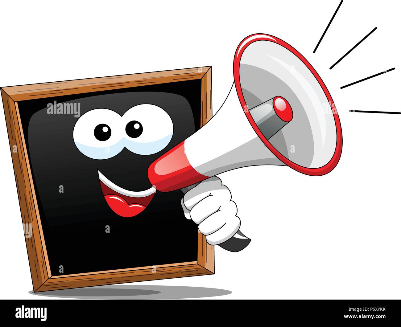 Happy Cartoon blackboard speaking in big megaphone isolated Stock ...