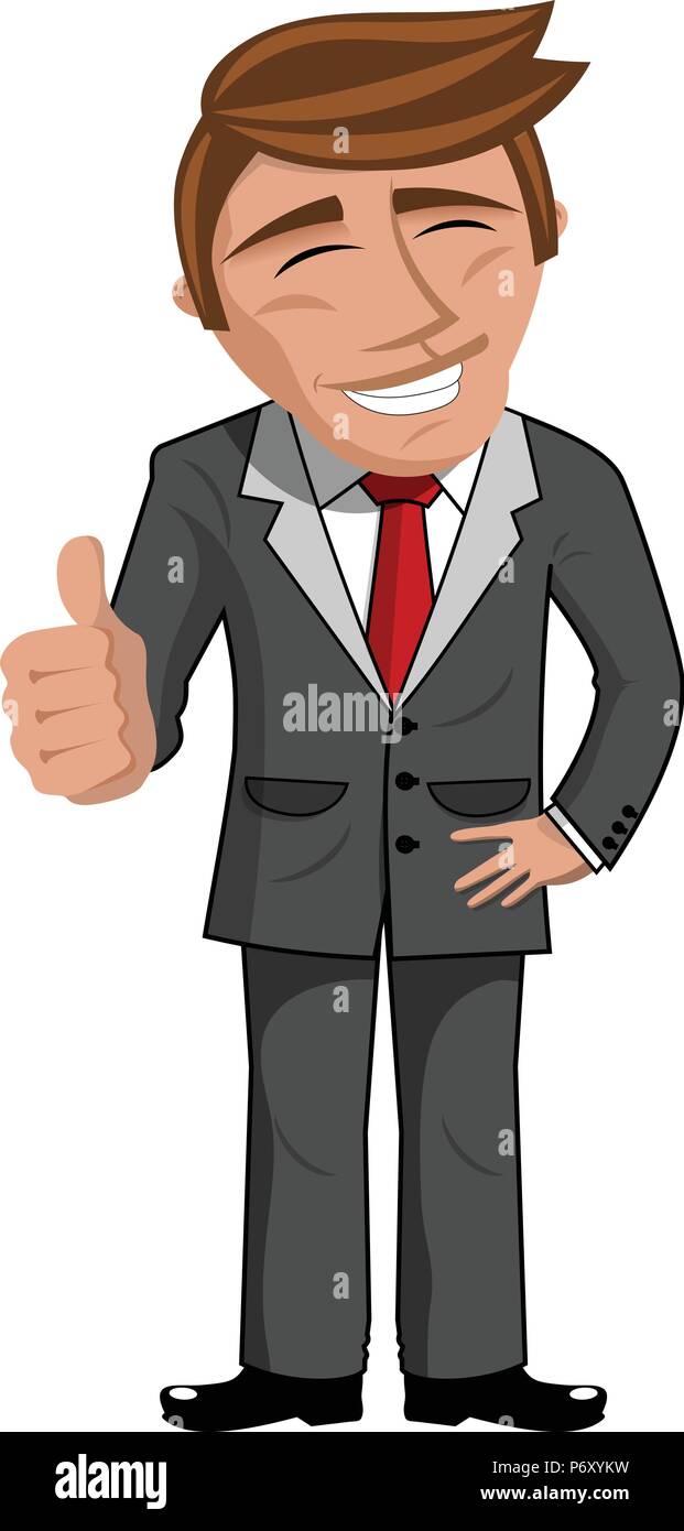 Positive cartoon Businessman thumb up isolated Stock Vector Image & Art ...