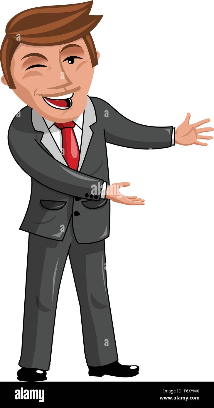 Proud Cartoon Businessman presenting isolated Stock Vector Image & Art ...