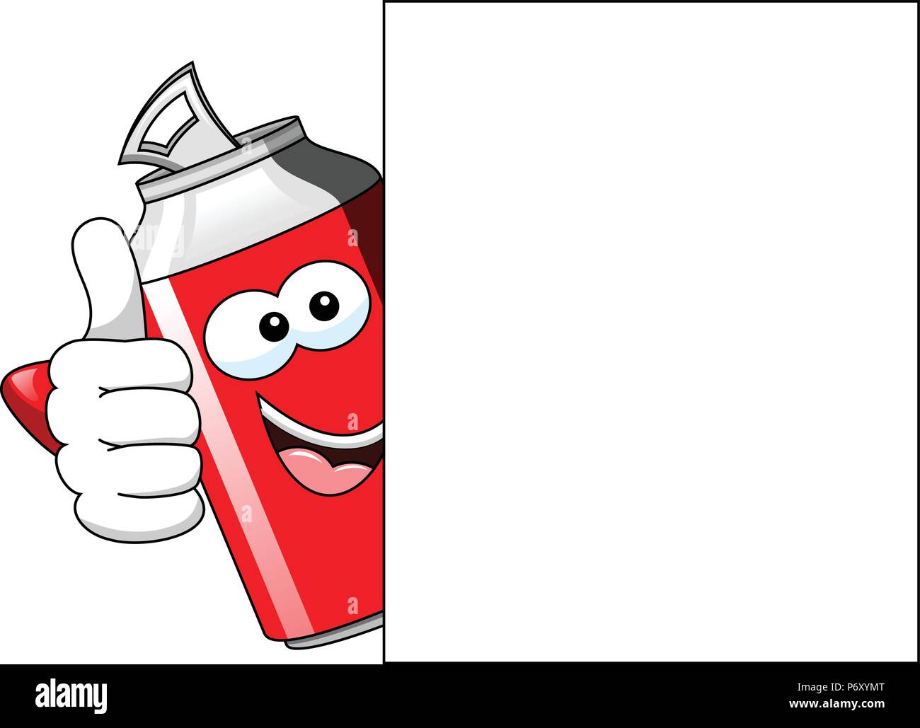 Happy cartoon can with thumb up behind blank billboard isolated Stock ...