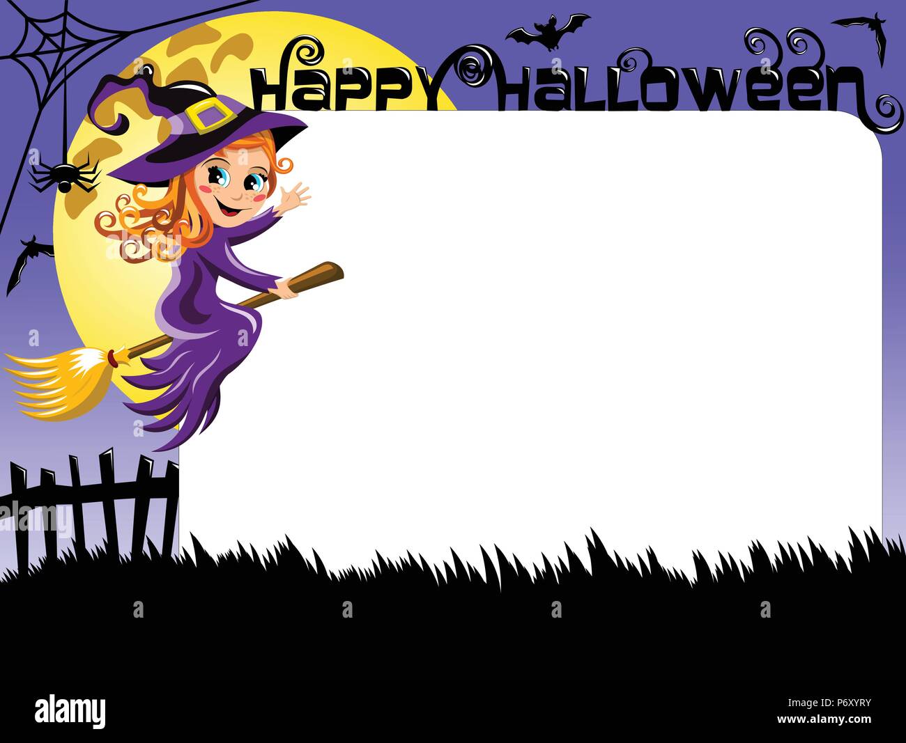 Halloween photo or picture frame or border featuring little witch ...