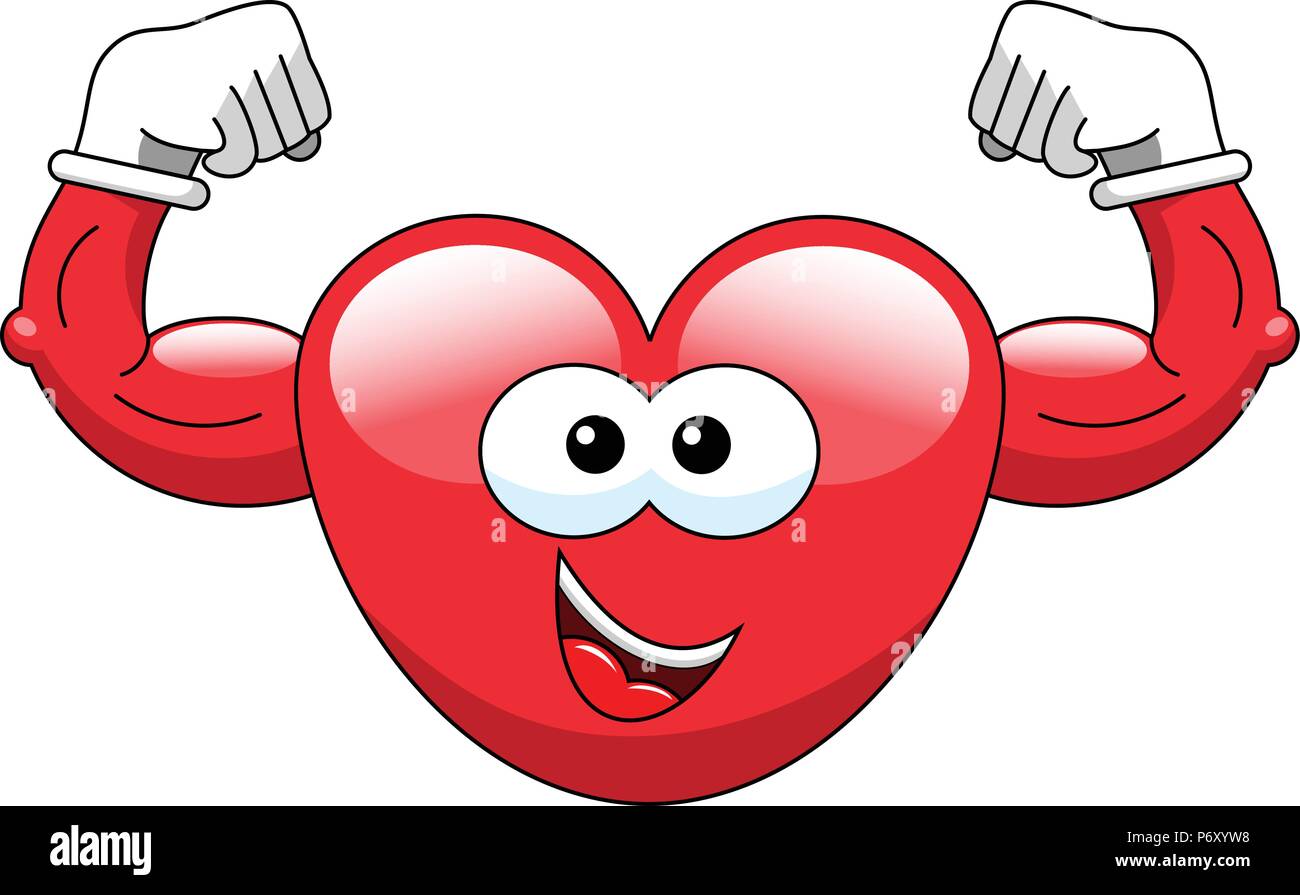 Cartoon heart showing biceps isolated Stock Vector Image & Art - Alamy