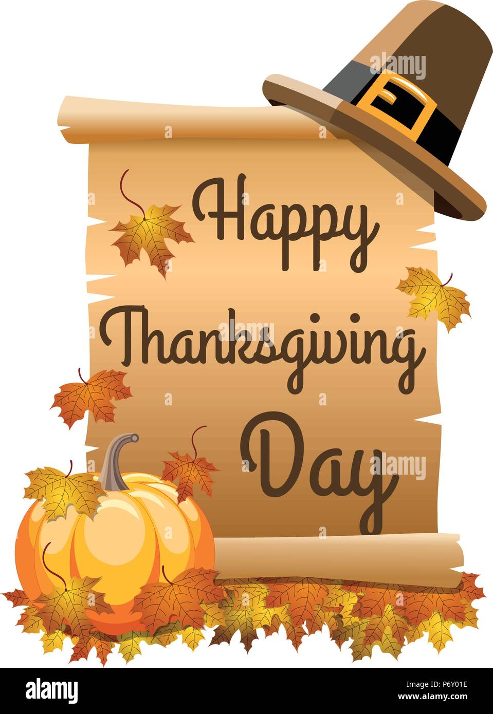 Happy thanksgiving day on scroll or parchment isolated Stock Vector ...
