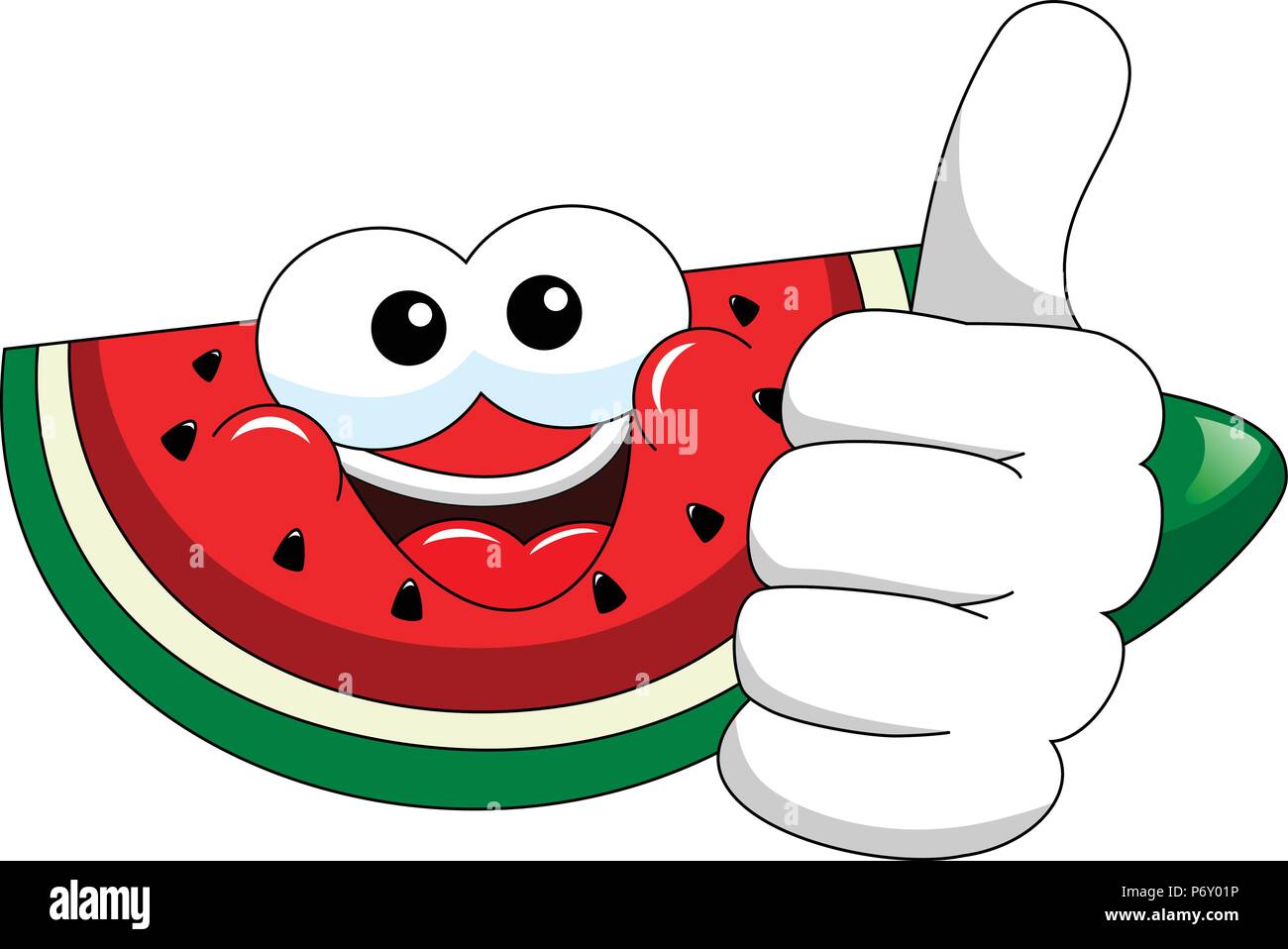 Cartoon watermelon big thumb up isolated on white Stock Vector Image ...