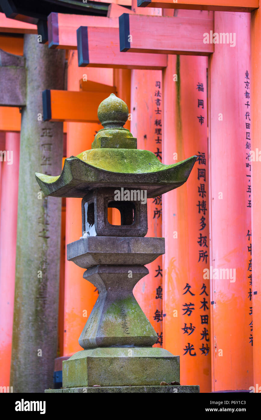 Japan, Kyoto, Fushimi Inari Shrine, vermilion torii gates, Donated and ...
