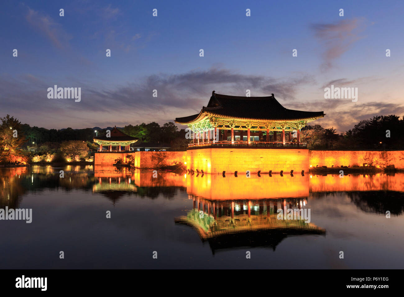 South Korea, Gyeongsanbuk-do, Gyeongju (Unesco Site), Anapji Pond Stock ...
