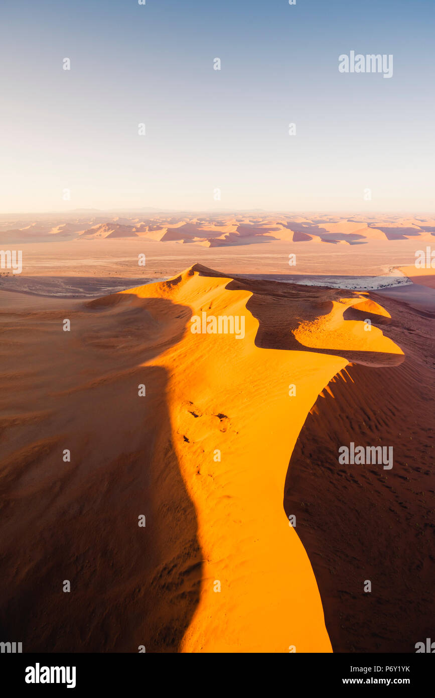 Sossusvlei, Namib-Naukluft National Park, Namibia, Africa. Aerial view of the sand dunes at ...