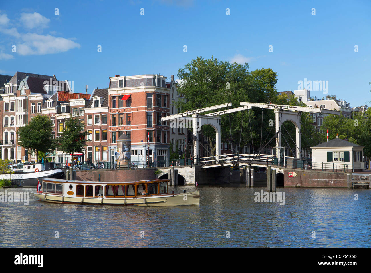 Boat on Amstel River, Amsterdam, Netherlands Stock Photo - Alamy