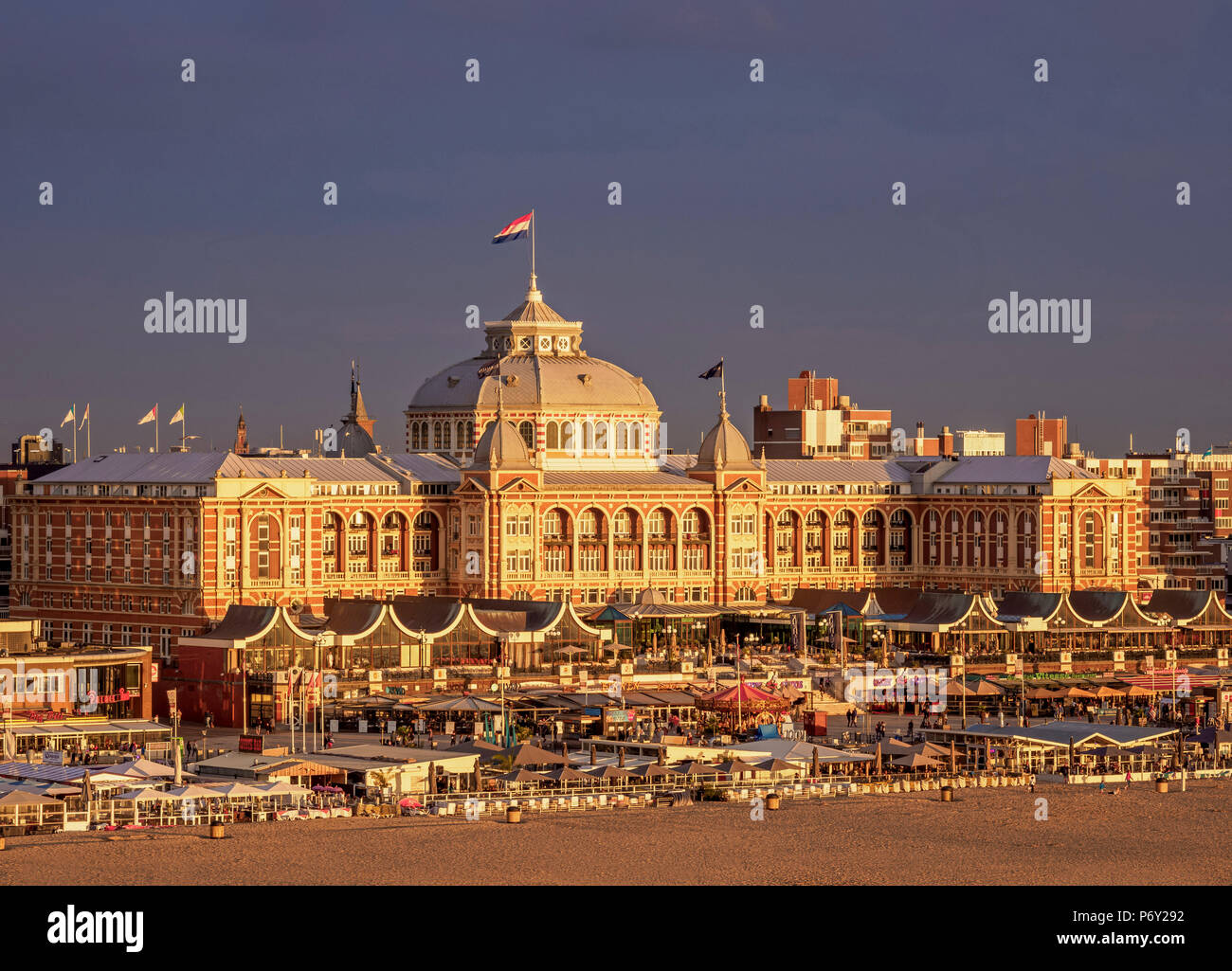 Kurhaus of Scheveningen at sunset, elevated view, The Hague, South ...