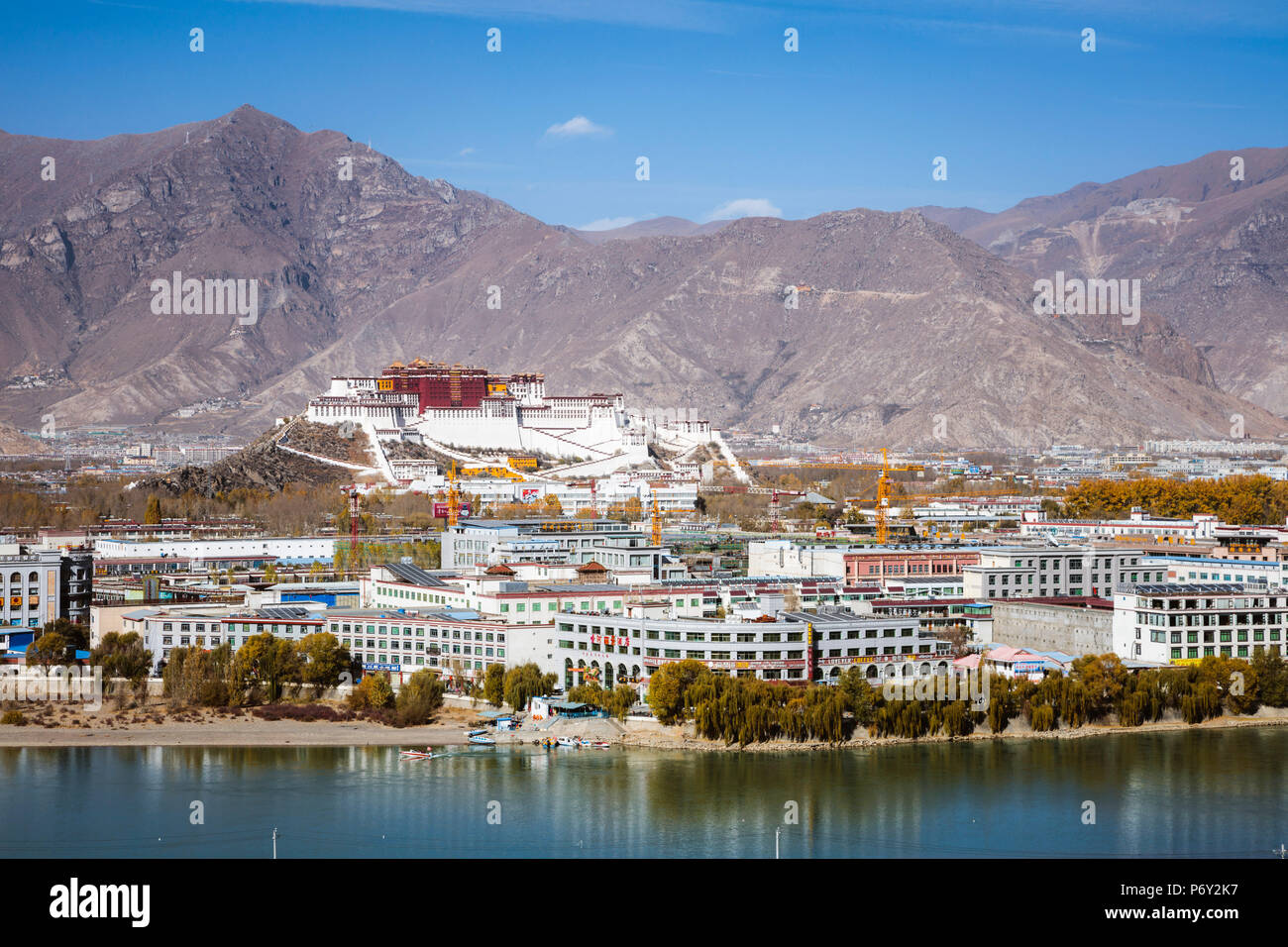 Lhasa city with Potala palace at daytime, Tibet Stock Photo - Alamy