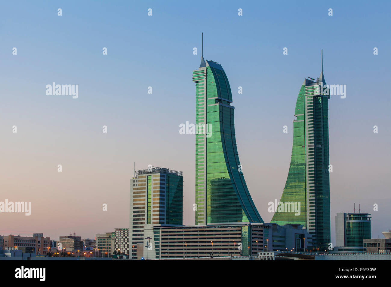 Bahrain, Manama, Bahrain Financial Harbour, Harbour Towers Stock Photo ...