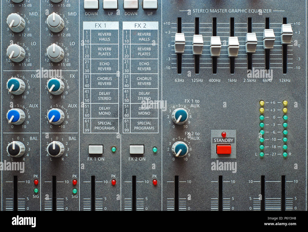 detail of an audio mixer board Stock Photo - Alamy