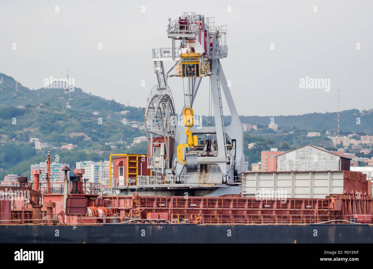 industrial port with containers / Trade Port / A big ship loading cargo ...
