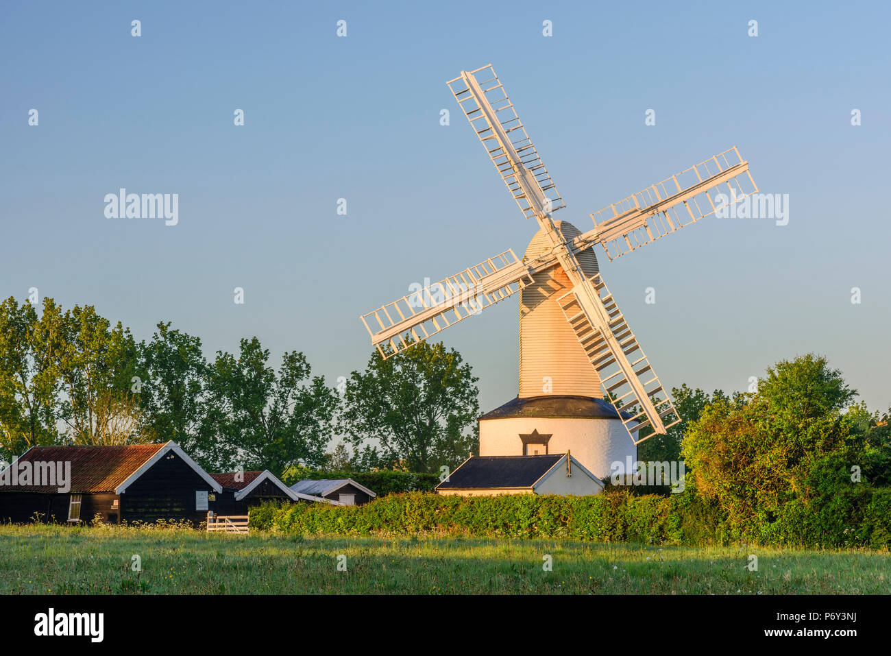 UK, England, Suffolk, Saxtead Green, Saxtead Green Windmill Stock Photo ...
