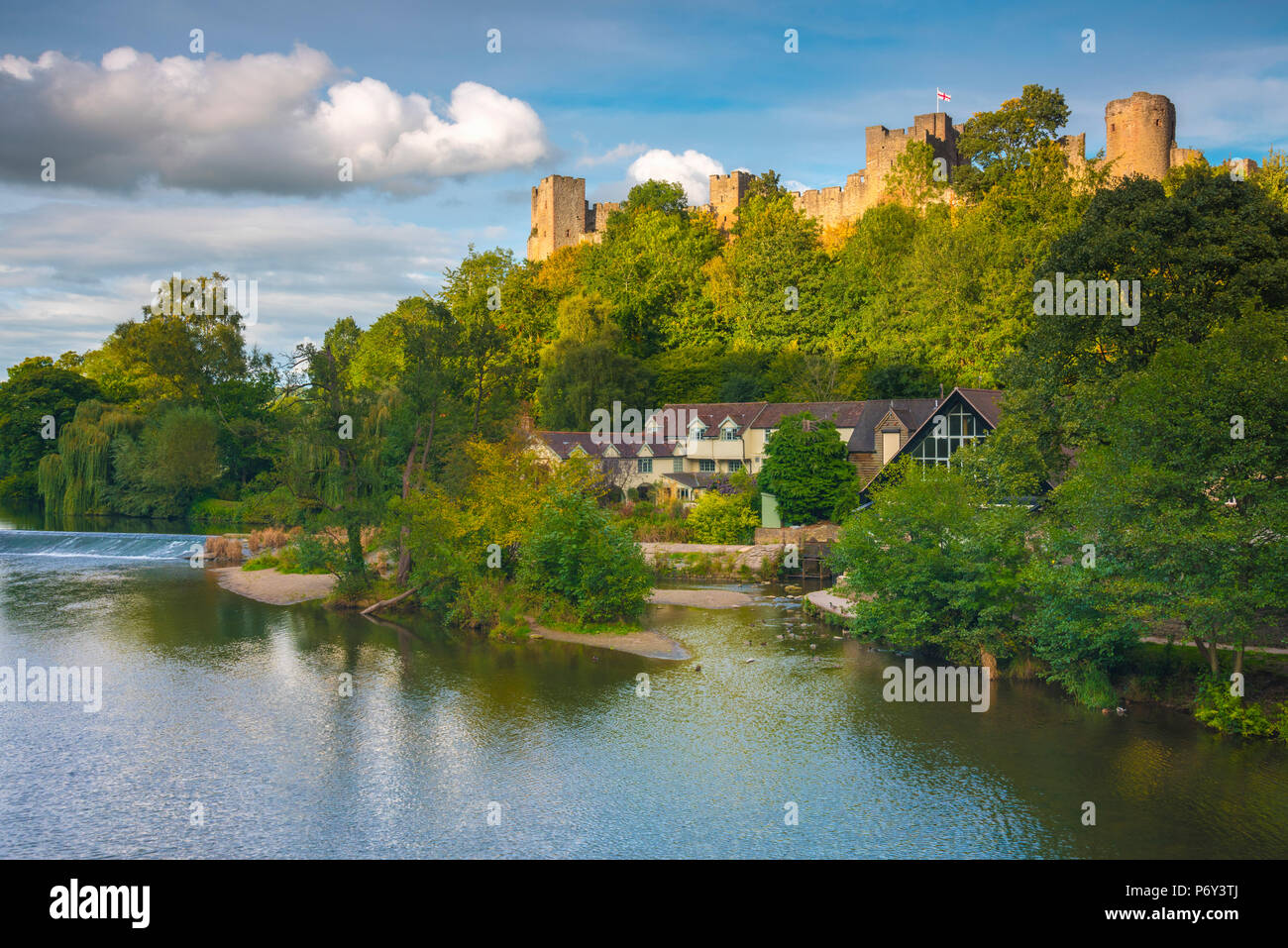 UK, England, Shropshire, Ludlow, Ludlow Castle and River Teme Stock ...