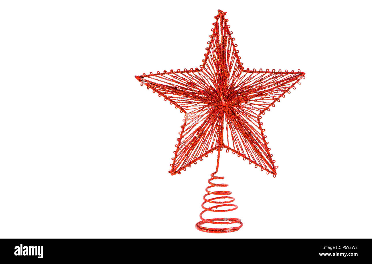 Red christmas star on a white background / red star for christmas tree ...