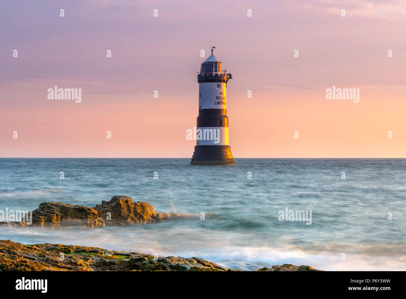 UK, Wales, Anglesey, Penmon, Black Point, Trwyn Du Lighthouse (Penmon ...