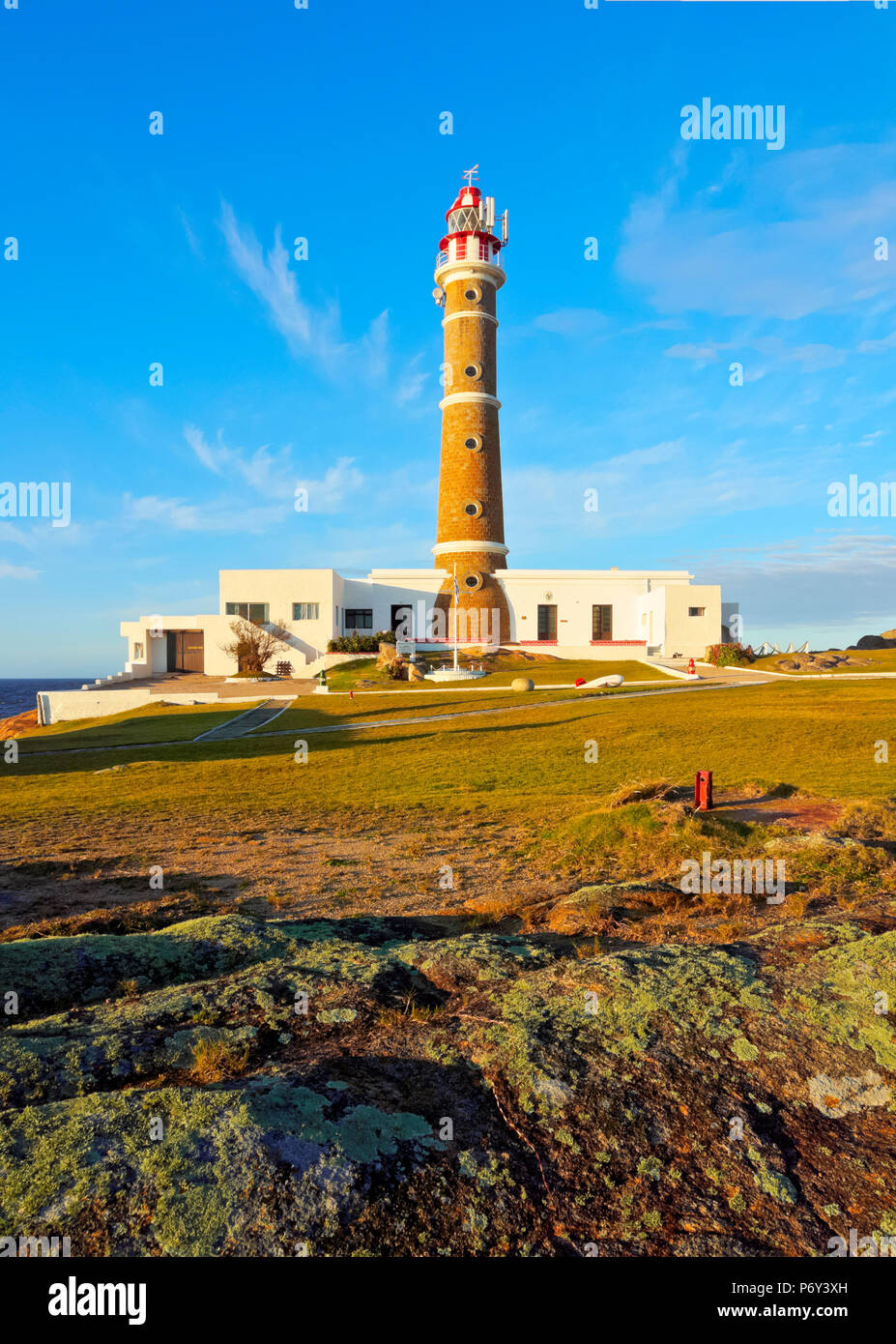 Uruguay, Rocha Department, View of the lighthouse in Cabo Polonio Stock ...