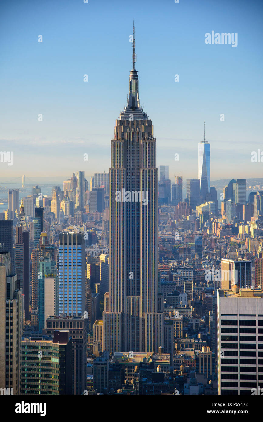 USA, New York, Manhattan, Top of the Rock Observatory, Midtown ...