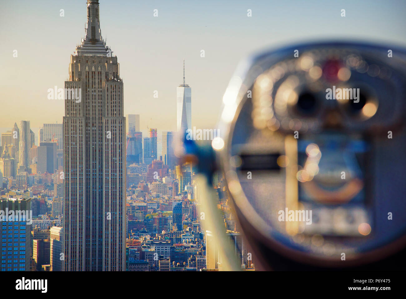 USA, New York, Manhattan, Top of the Rock Observatory, Midtown ...