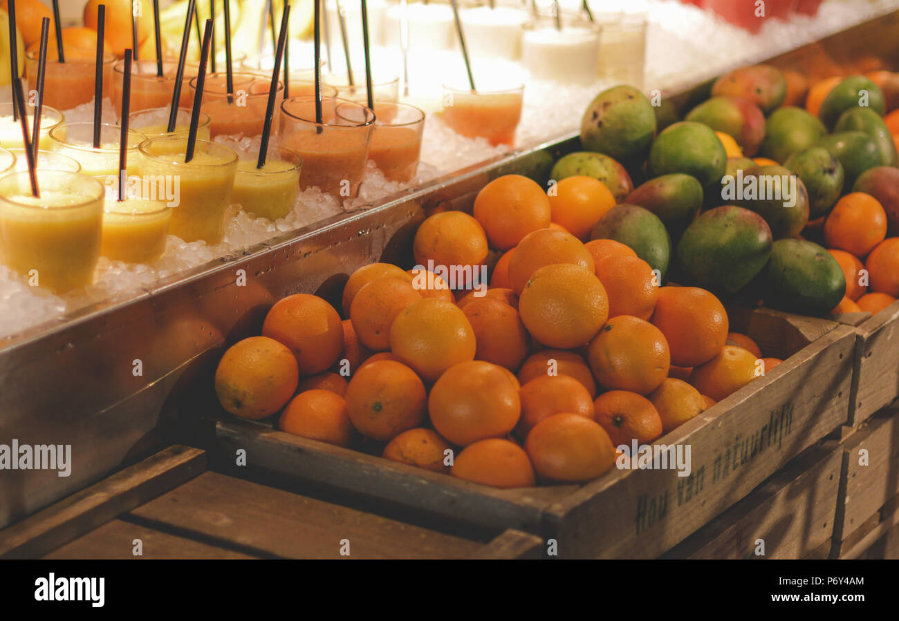 Delicious healthy food on display on a table Stock Photo - Alamy