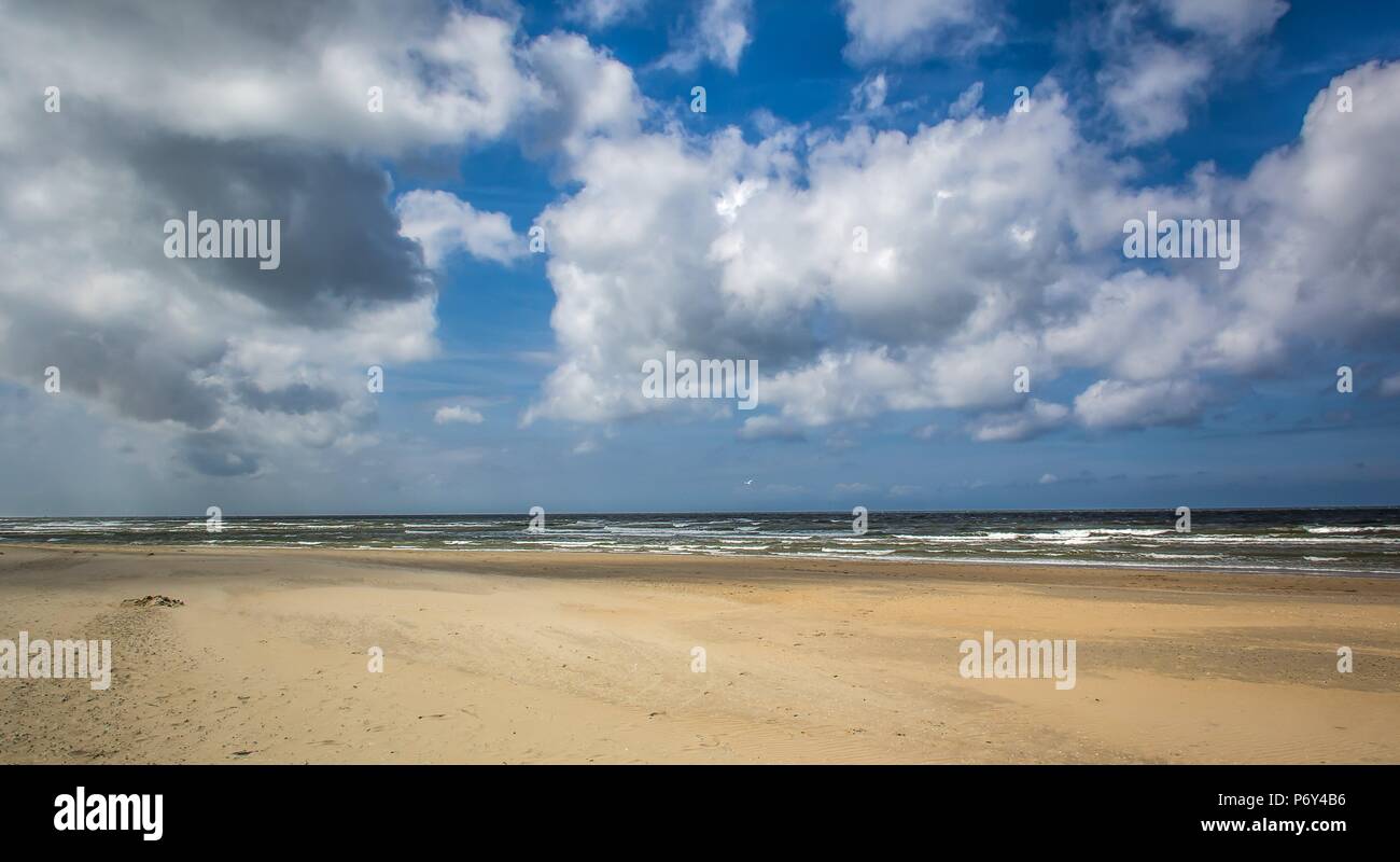 Dutch beach on a clear day with some clouds in the Netherlands Stock ...