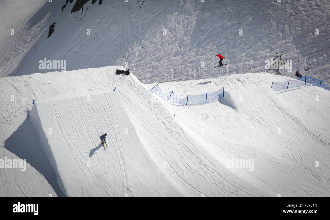 Overview of Austrian ski resort in the Alps of Austria Stock Photo - Alamy