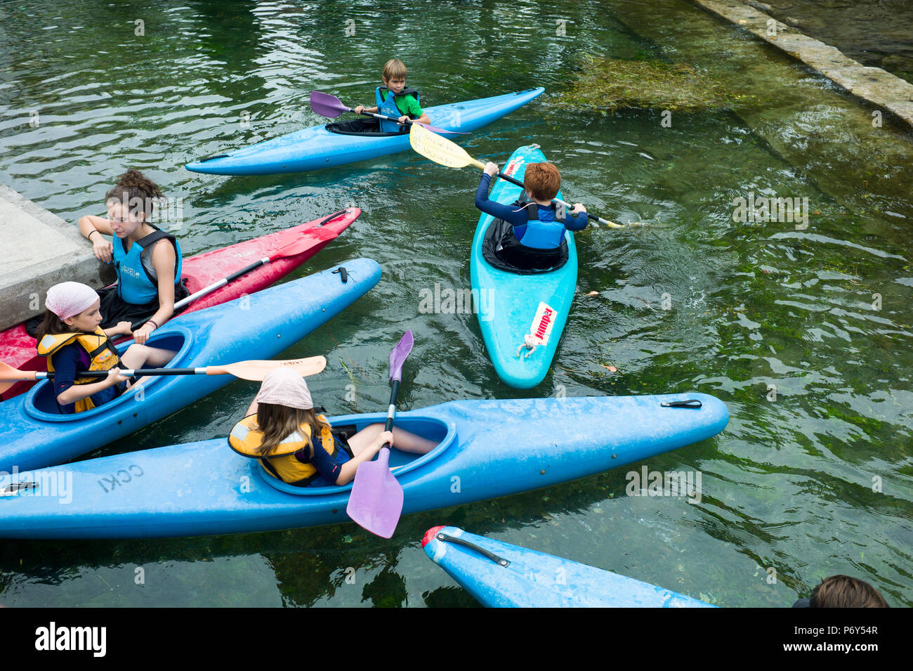 Children learning to Kayaking on the river Sorgue L'Isle-sur-la-Sorgue ...