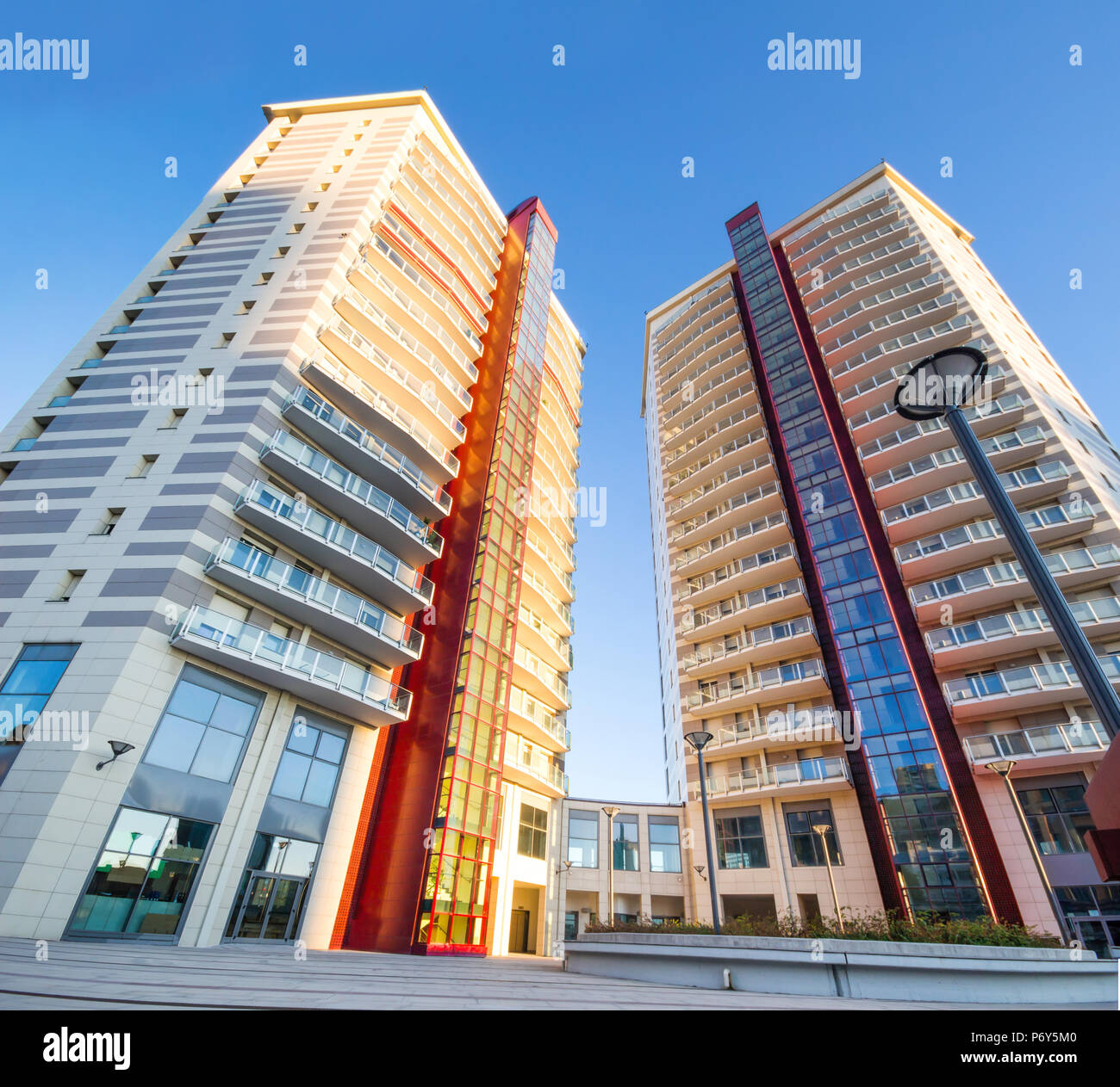 New & Modern apartment buildings exteriors background / new condo with ...