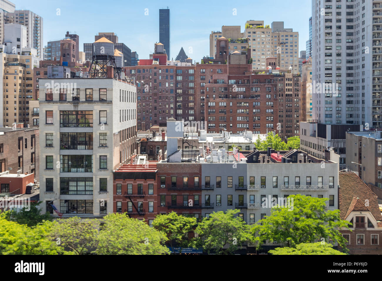 New York City - Overhead view of historic buildings along 59th Street ...