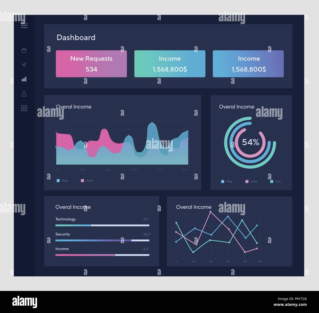 Infographic Template With Flat Design Daily Statistics Graphs 