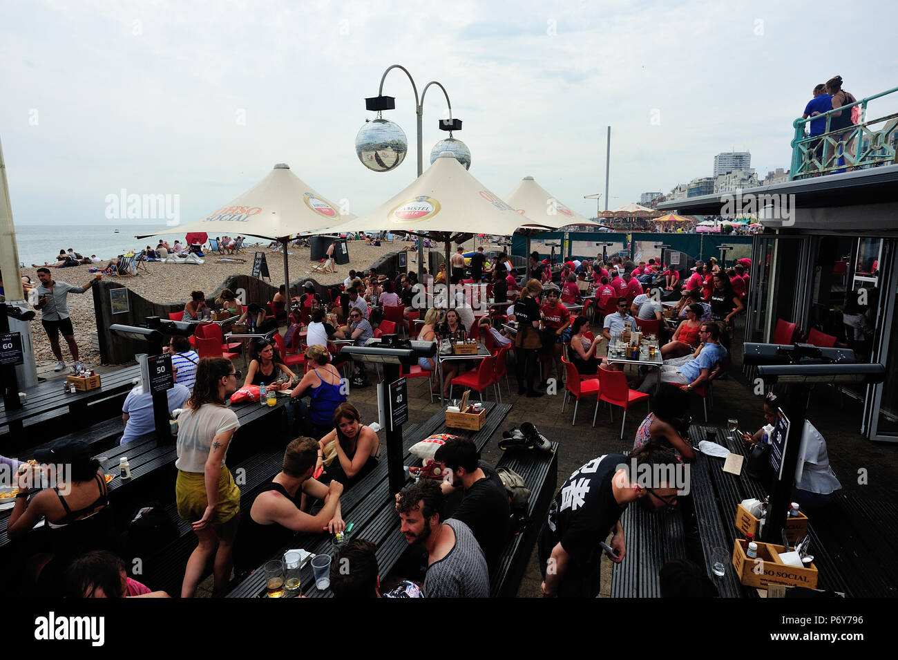 Beach Bars on the seafront, English Seaside Town, Brighton & Hove, East ...