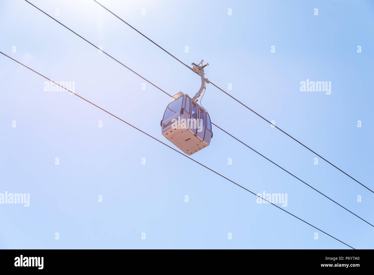 cableway against the sky, transport at height and tourist attraction ...