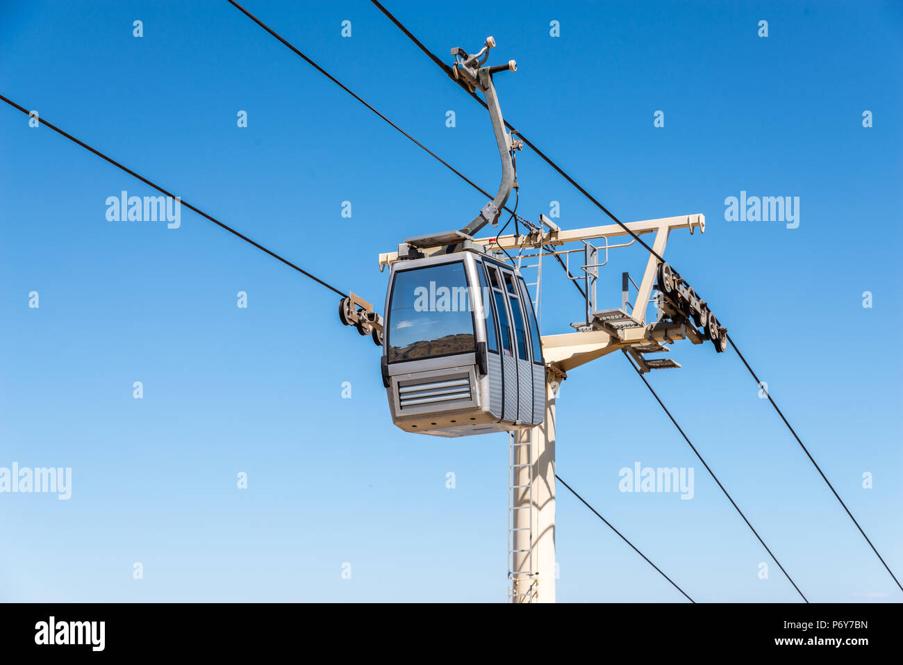 cableway against the sky, transport at height and tourist attraction ...