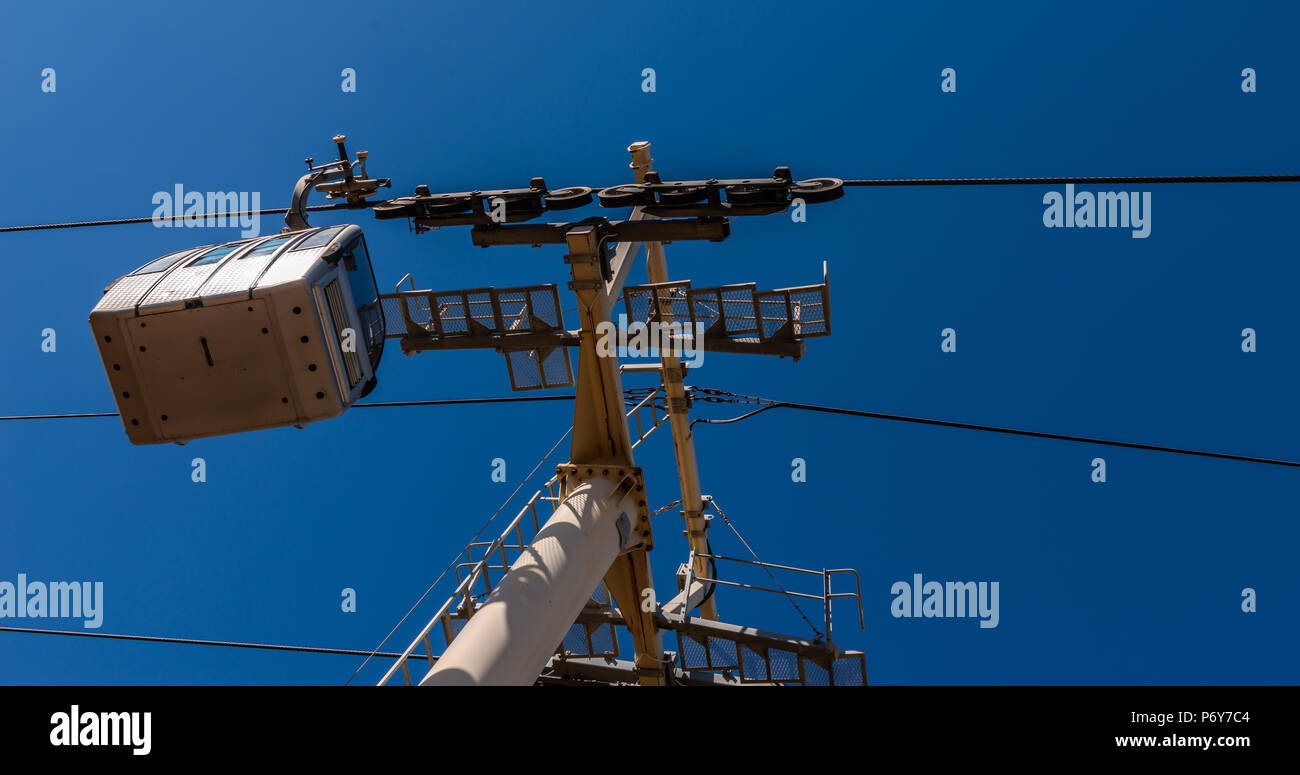 cableway against the sky, transport at height and tourist attraction ...