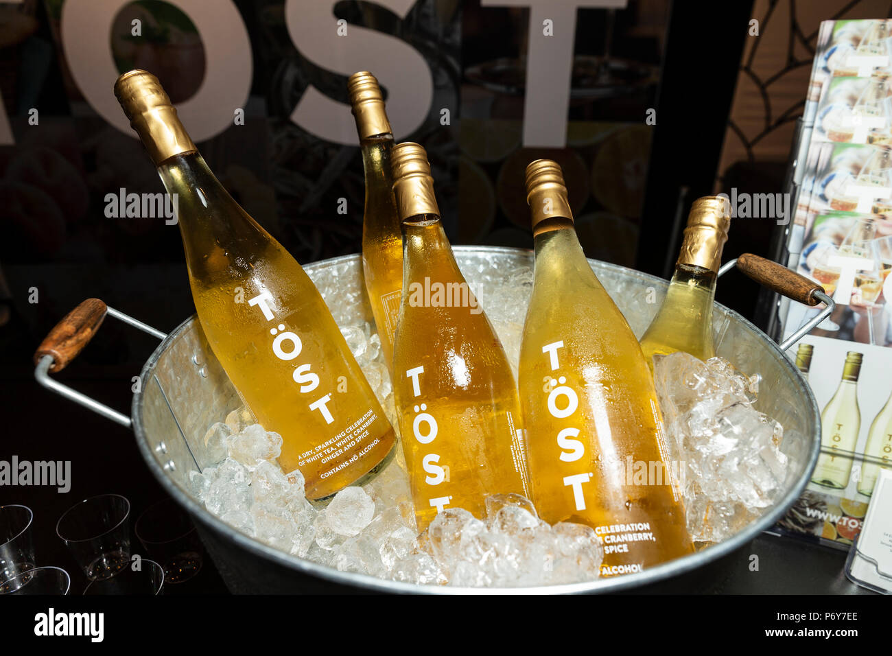 New York, NY - July 1, 2018: Bottles of Sparkling drink Tost by Tost ...
