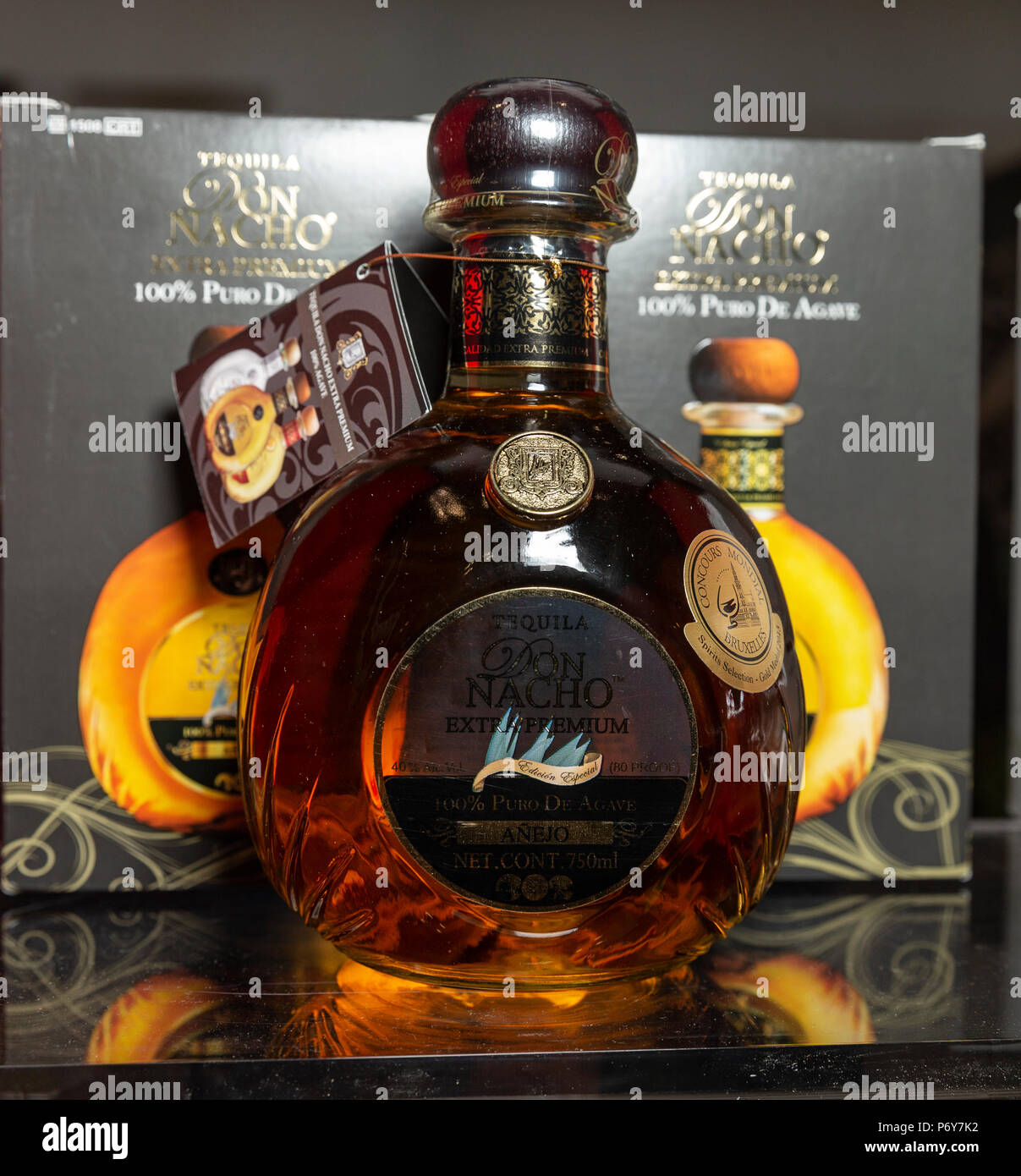 New York, NY - July 1, 2018: Bottle of Tequila by Don Nacho of Mexico ...