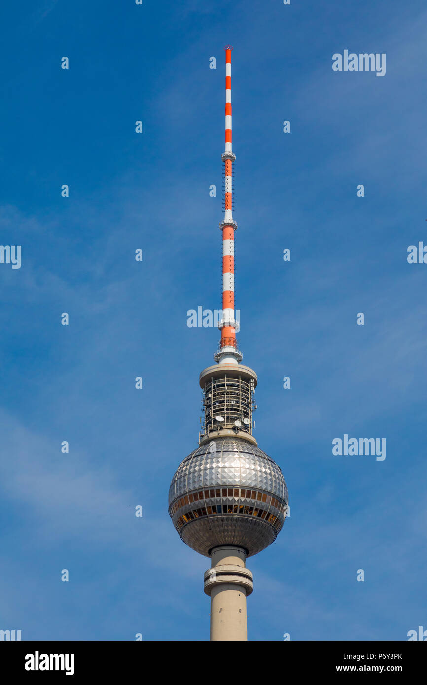 The sphere on the Fernsehturm TV tower in Berlin Germany with the ...