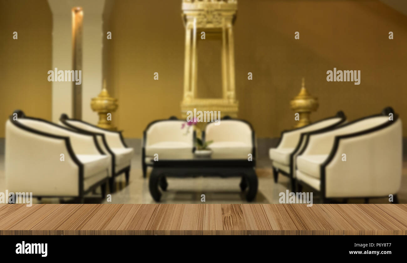 hotel reception interior with white chair. waiting room with wooden ...
