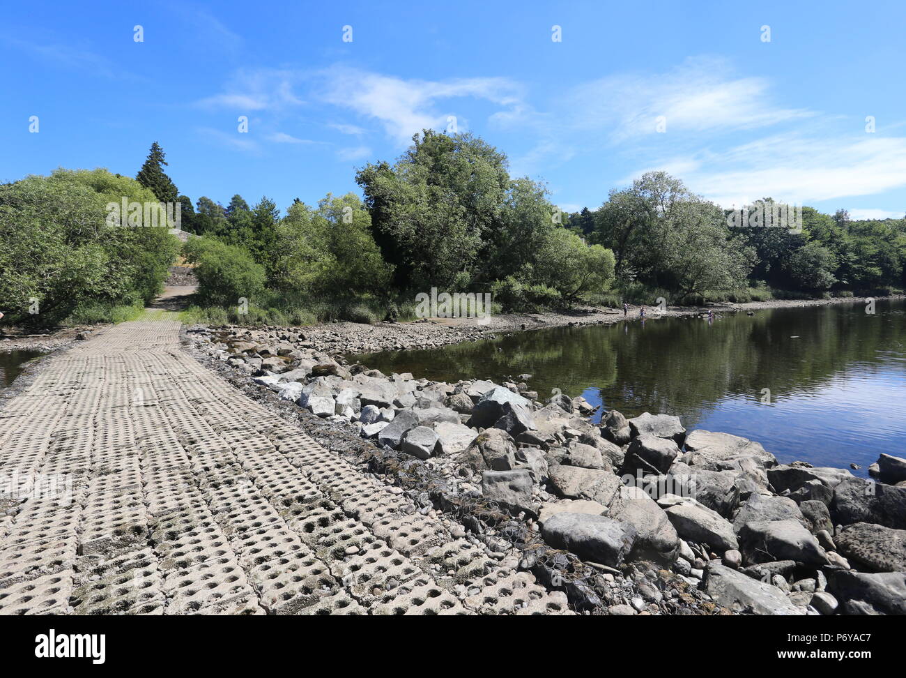 Causeway across River Tay to Friarton Island Perth Scotland July 2018 ...