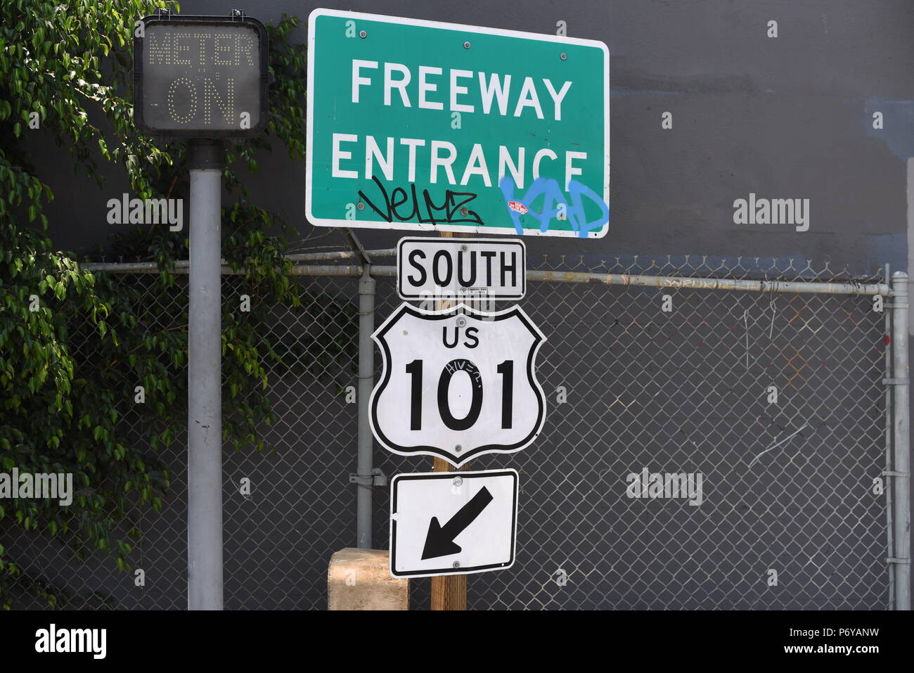 101 Freeway entrance sign Stock Photo - Alamy