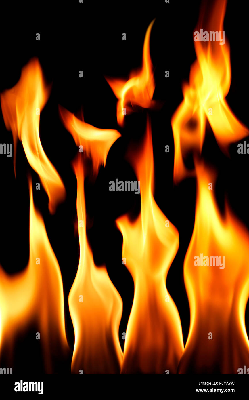 close up shot of fire flames in black Stock Photo - Alamy