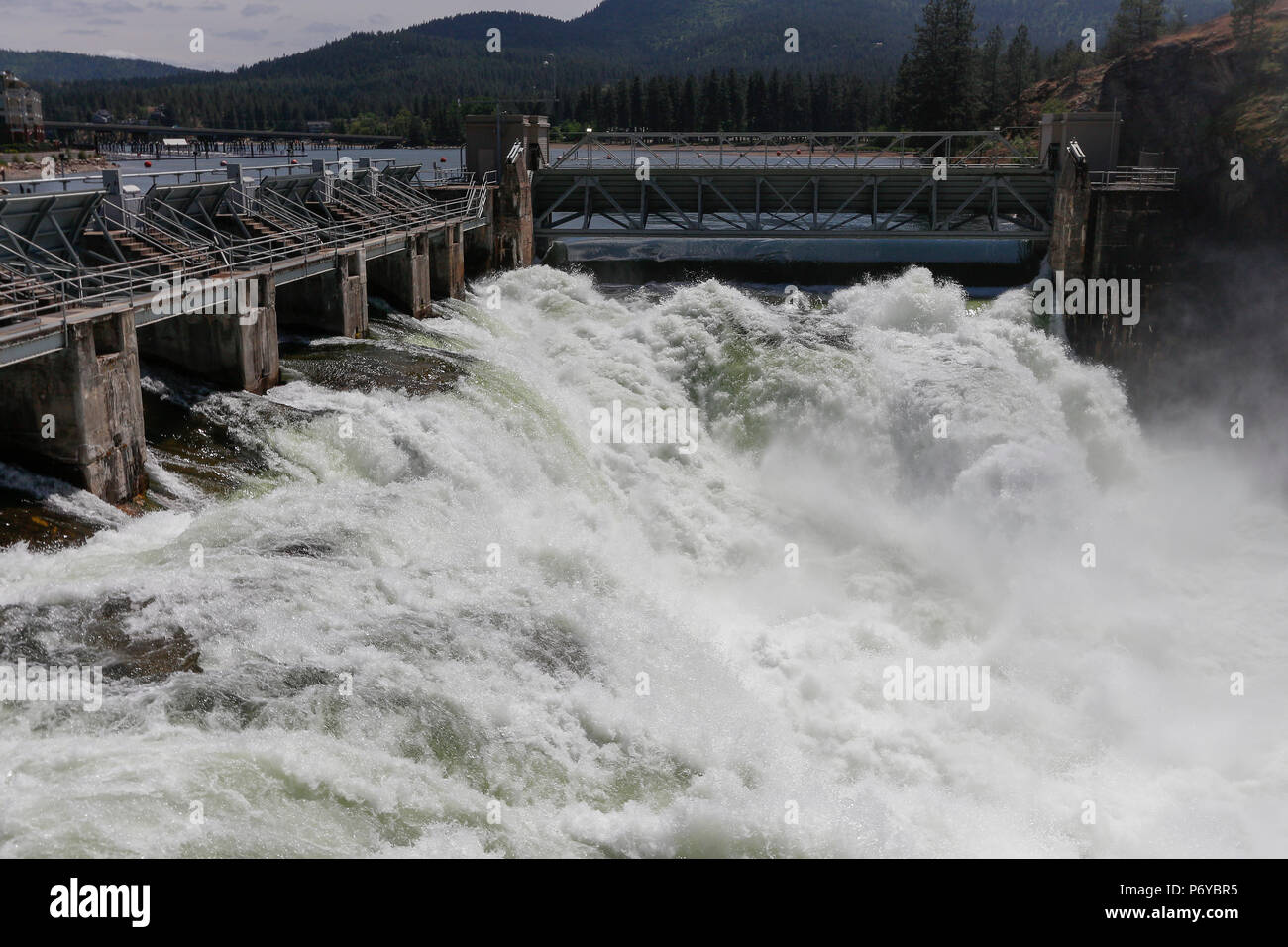 Post Falls hydroelectric project on the Spokane River in northern Idaho ...