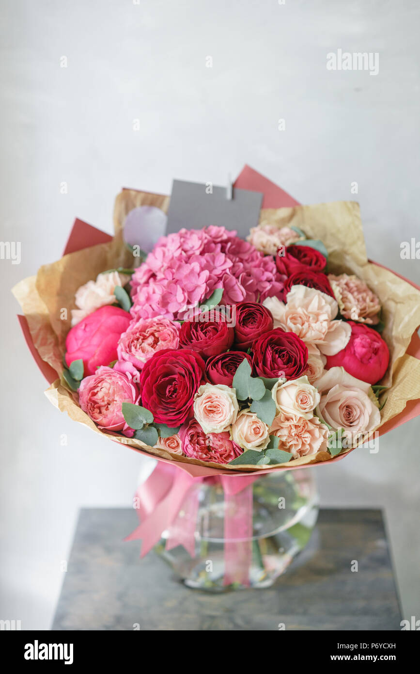 Hydrangea And Red Rose Bouquet