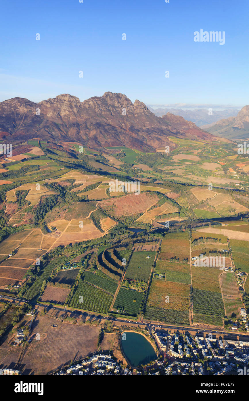 South Africa, Western Cape, Stellenbosch, Aerial view of Simonsberg ...