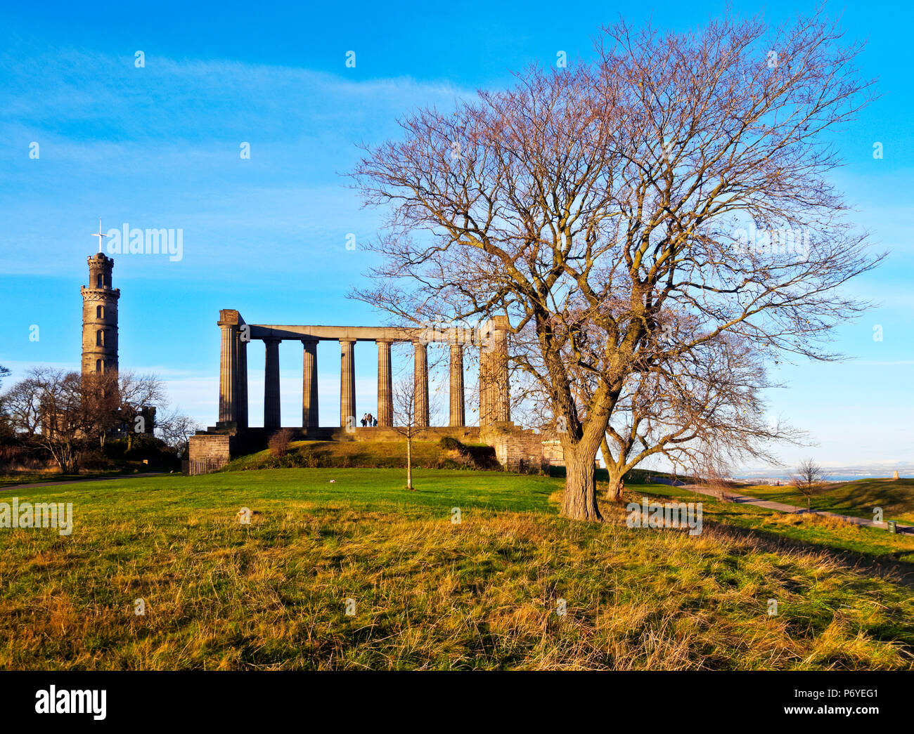 UK, Scotland, Lothian, Edinburgh, Calton Hill, View of the Nelson ...