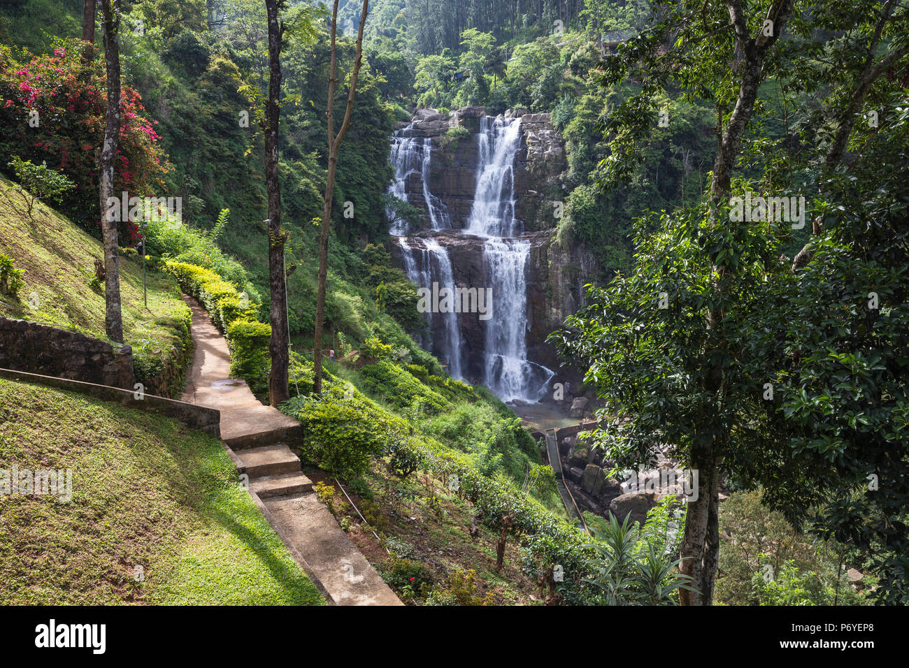 Sri Lanka, Nuwara Eliya District, Ramboda, Ramboda Falls Stock Photo ...