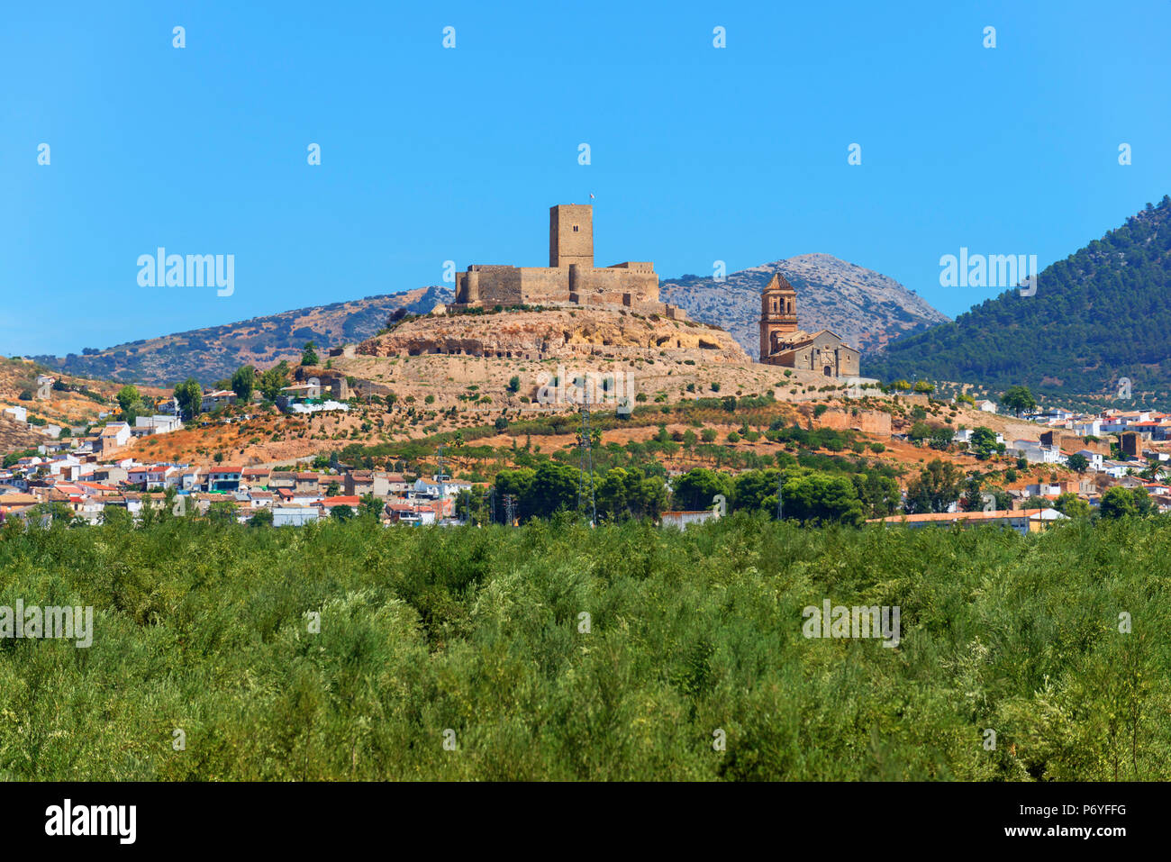 View at Alcaudete with castle, Andalusia, Spain Stock Photo - Alamy
